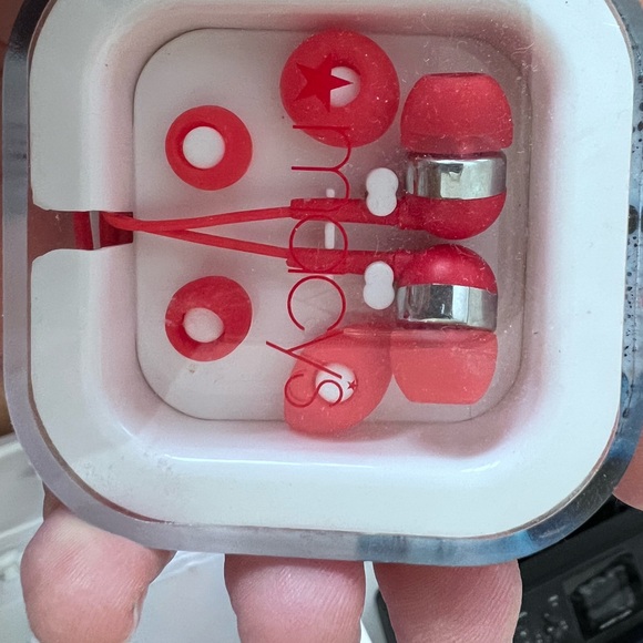 Headphones | New Red Earbuds With Case With Case And Plug | Poshmark